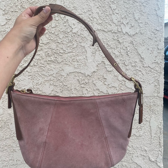Coach | Bags | Coach Pink Suede Shoulder Bag | Poshmark